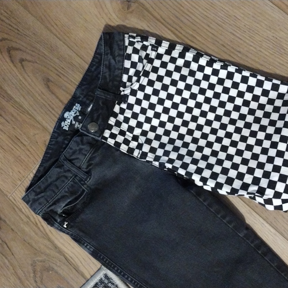 Royal Bones Black/White Checkered Jeans - Gem